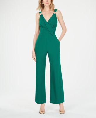 Vince Camuto Sleeveless Hardware-Detail Crepe Jumpsuit - Macy's