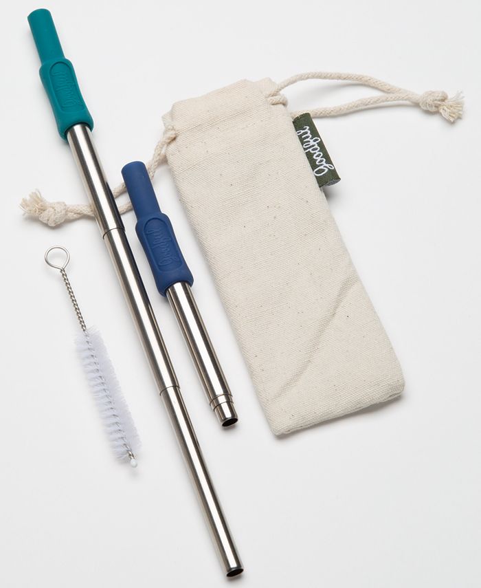 Goodful CLOSEOUT! Collapsible Stainless Steel Metal Straw Set, Created ...