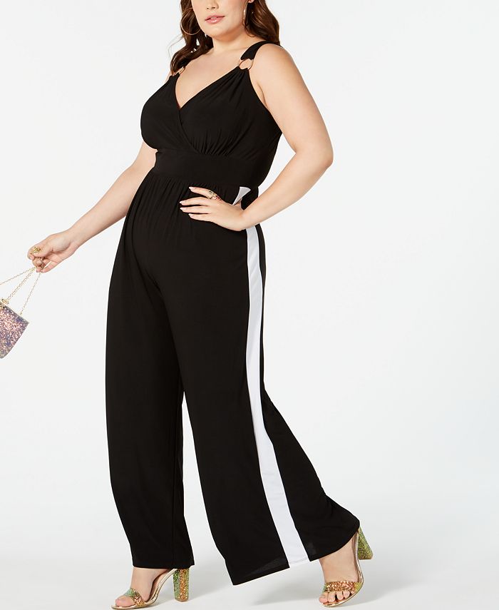 Love Squared Trendy Plus Size Side-Stripe Jumpsuit - Macy's