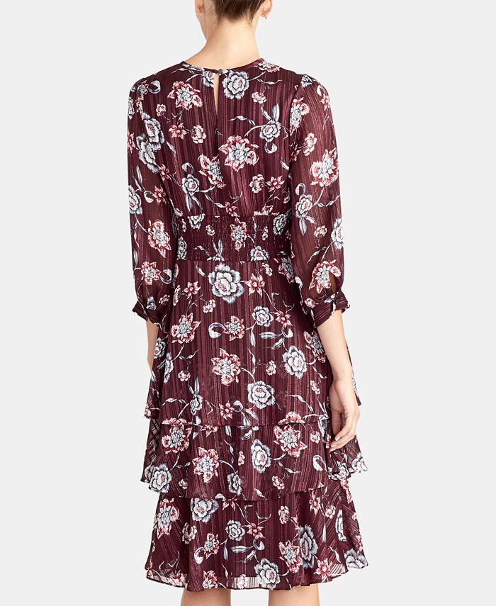 RACHEL Rachel Roy Floral-Print Ruffled Midi Dress - Macy's
