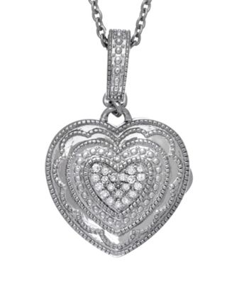 With You Lockets Rose Diamond Accent Photo Locket Necklace in Sterling ...