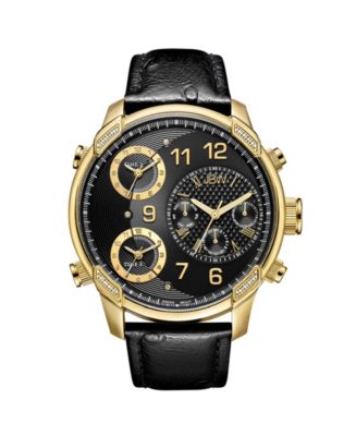 JBW Men's Limited Edition G4 Leather Diamond (1/5 ct.t.w.) 18k Gold ...