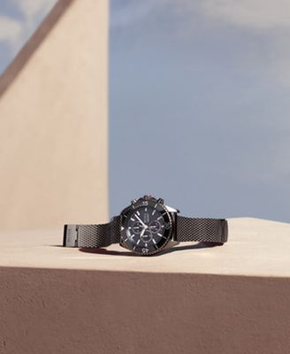 BOSS Men's Chronograph Ocean Edition Gray Stainless Steel Mesh Bracelet ...