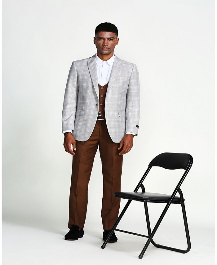 Tazzio Men's Slim Fit Plaid Jacket 3-Piece Suit - Macy's