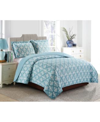 Home Styles Damask 3 Piece Quilt Set - Macy's