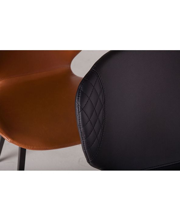 World Interiors Hudson Faux Camel Leather Dining Chairs, Set of 2 ...