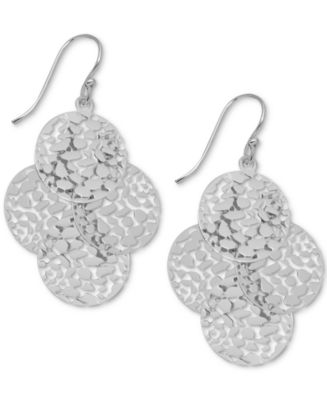Essentials Openwork Multi-Disc Drop Earrings in Silver-Plate - Macy's