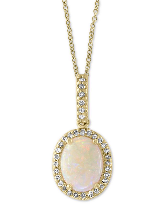 EFFY Collection EFFY® Opal (7/8 ct. t.w.) & Diamond (1/8 ct. t.w.) 18 ...