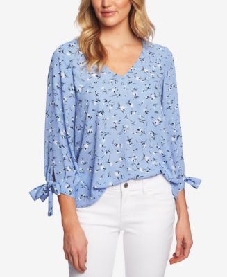CeCe Flower Dance Tie-Sleeve Top - Macy's