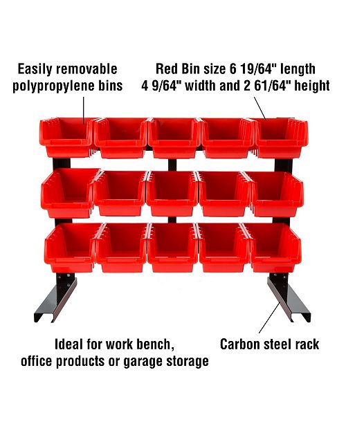 Trademark Global 15 Bin Storage Rack organizer - Durable Carbon Steel ...