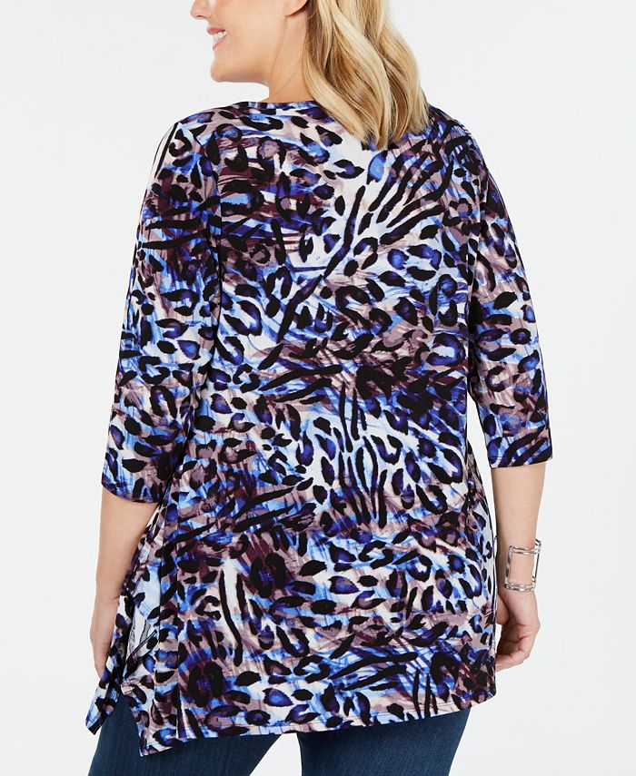 Belldini Plus Size Printed Grommet Tunic - Macy's