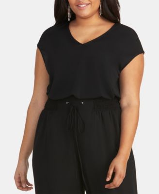 RACHEL Rachel Roy Bina Trendy Plus Size Cropped V-Neck Top - Macy's