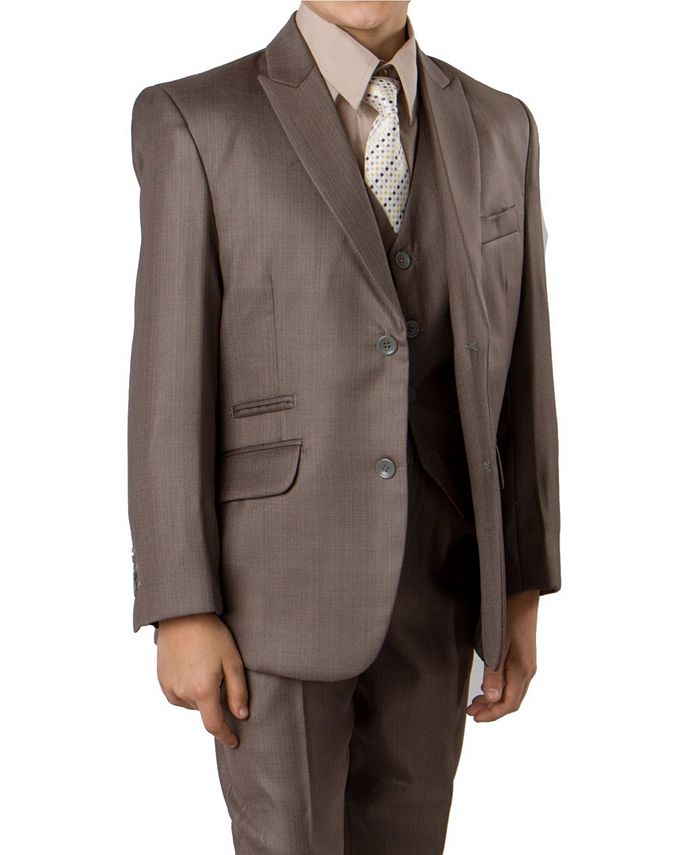 Tazio Solid Slanted Pocket 2 Button Front Closure Boys Suit, 5 Piece ...