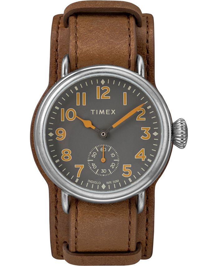 Timex Boutique Timex Welton Cuff Bronze Case 38mm Leather Strap Watch ...