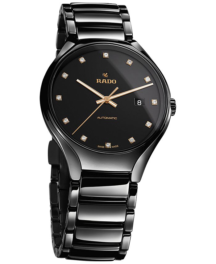 Rado Unisex Swiss Automatic True Diamond 1 8 Ct T W Black Ceramic
