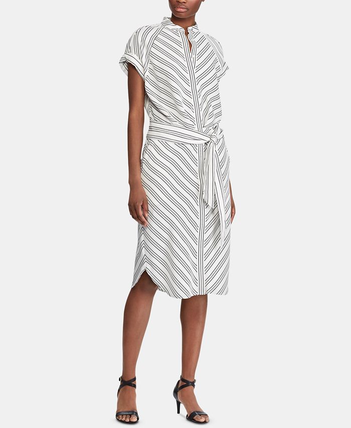 Lauren Ralph Lauren Stripe-Print Crepe Shirtdress - Macy's
