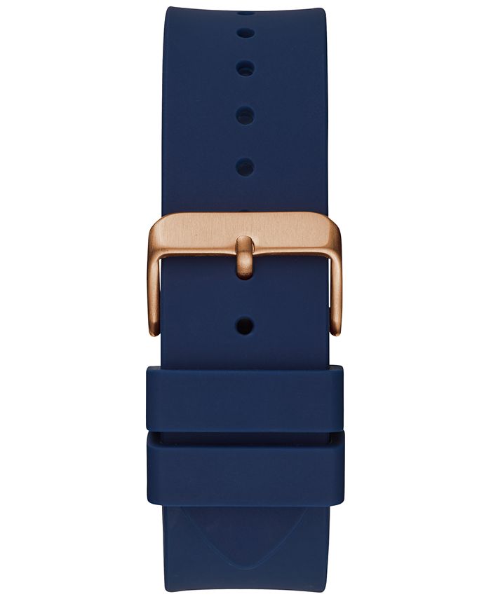 GUESS Men's Genesis Blue Silicone Strap Watch 51.5mm - Macy's