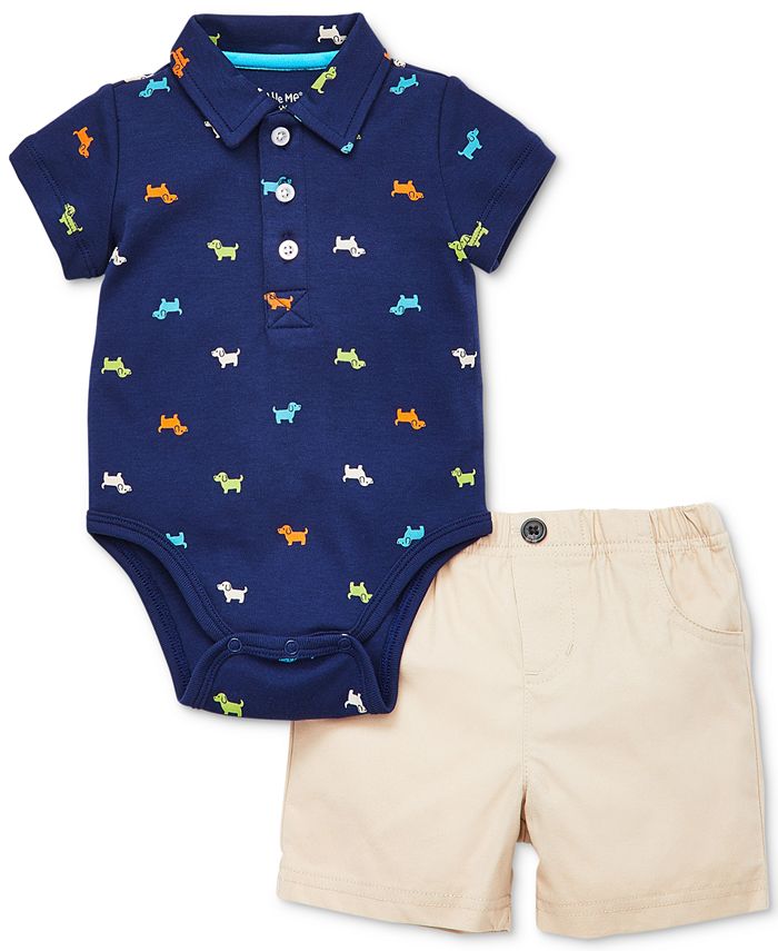 Little Me Baby Boys 2-Pc. Cotton Bodysuit & Shorts Set - Macy's