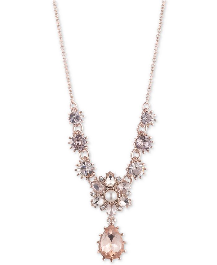 Marchesa Rose Gold-Tone Crystal Statement Necklace, 16" + 3" extender ...