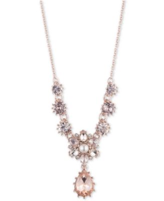 Marchesa Rose Gold-Tone Crystal Statement Necklace, 16" + 3" extender ...