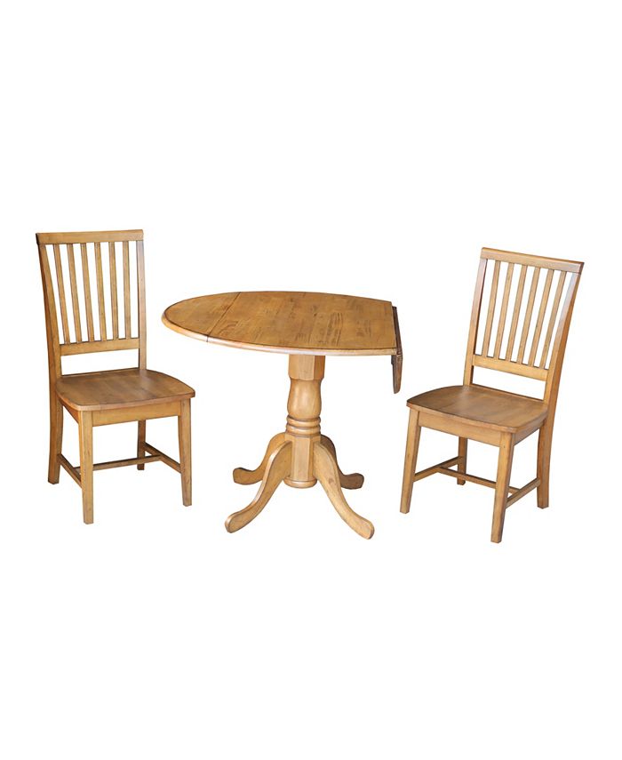 International Concepts 42" Dual Drop Leaf Table With 2 Mission Chairs ...