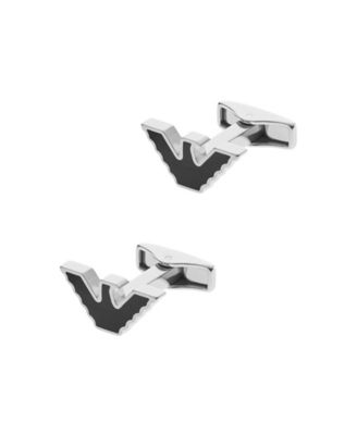 Emporio Armani Men's Stainless Steel and Black Epoxy Cufflinks - Macy's