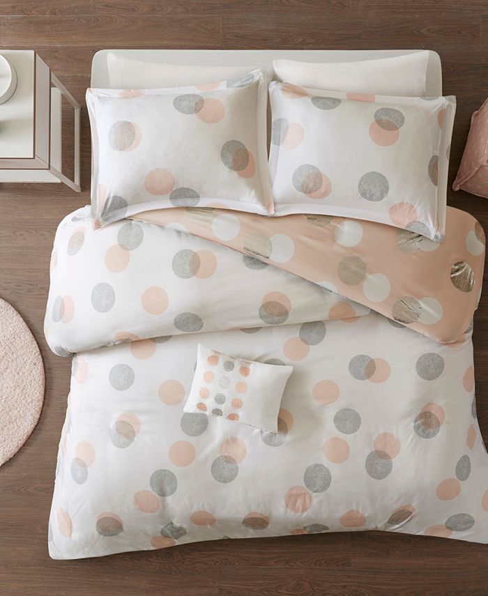 Mi Zone Emelia Twin/Twin XL 3 Piece Metallic Dot Print Reversible Duvet ...