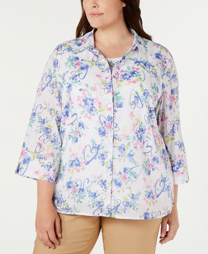 Alfred Dunner Plus Size The Summer Wind Printed Blouse - Macy's