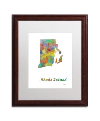 Marlene Watson 'Rhode Island State Map-1' Matted Framed Art - 16" x 20 ...