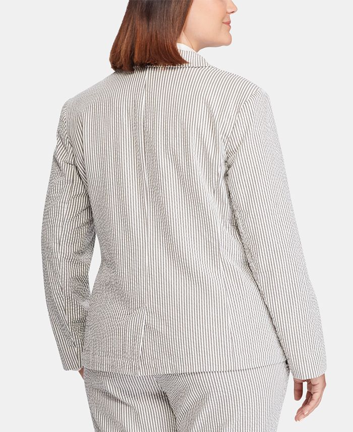 Lauren Ralph Lauren Plus-Size Seersucker Blazer - Macy's