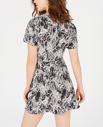 Speechless Juniors' Python-Print Faux-Wrap Dress - Macy's