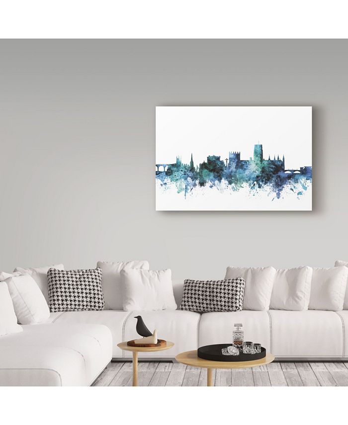 Trademark Global Michael Tompsett 'Durham England Blue Teal Skyline ...