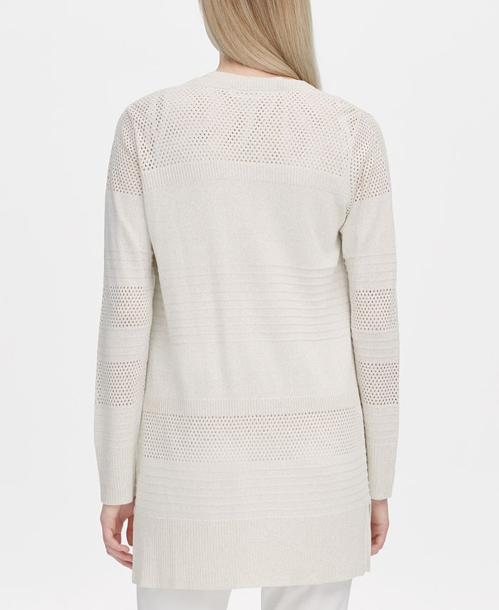 Calvin Klein Embellished-Trim Open-Front Cardigan - Macy's