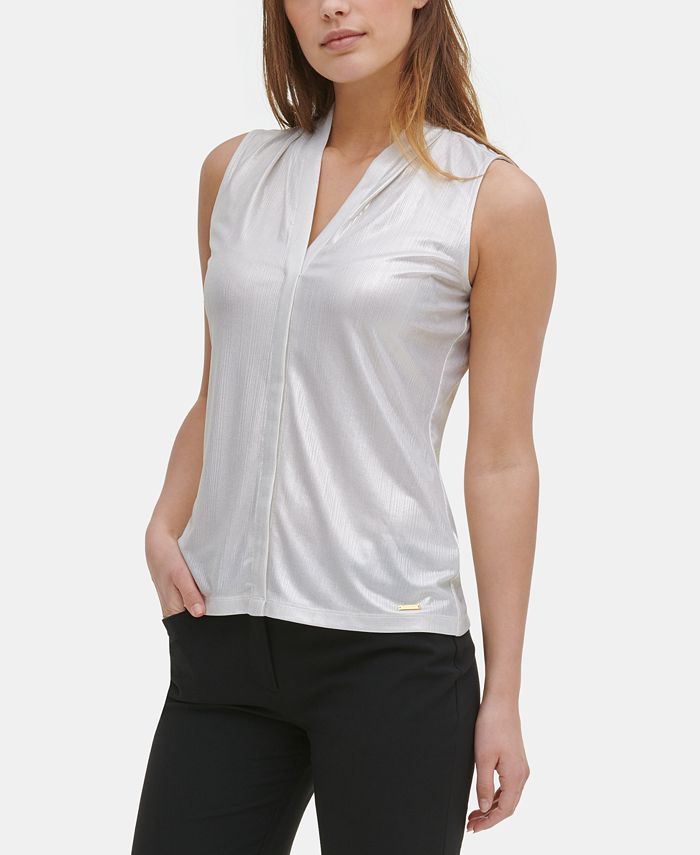 Calvin Klein Metallic V-Neck Camisole - Macy's