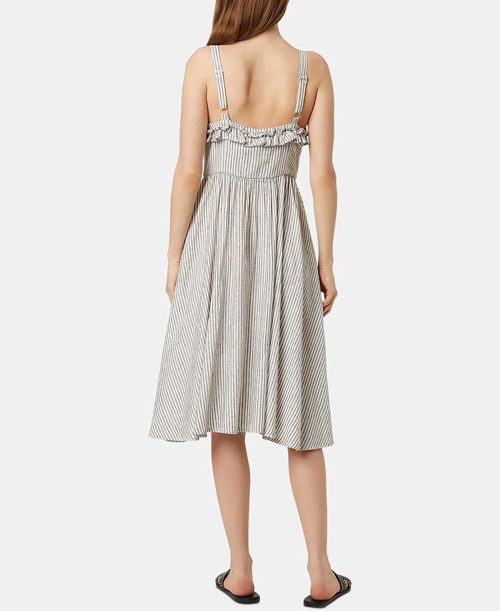 French Connection Laich Striped Ruffled-Trim Midi Dress - Macy's