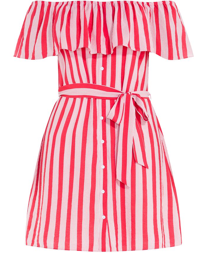 City Chic Trendy Plus Size Striped Off The Shoulder Dress Macys