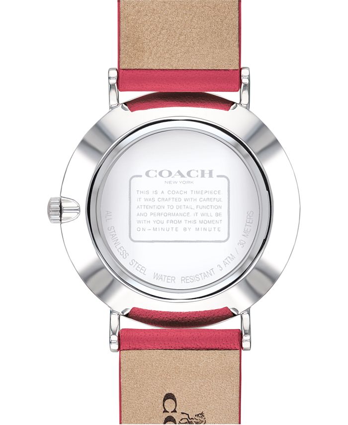 COACH Women's Perry Pink Leather Strap Watch 36mm, Created for Macy's ...