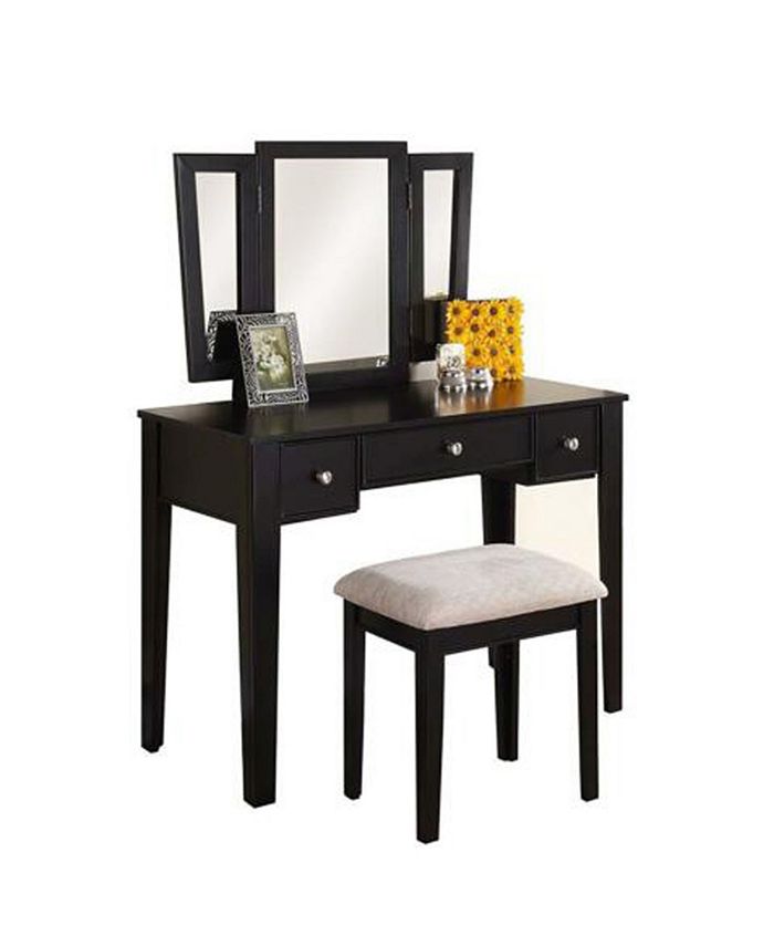 Benzara Commodious Vanity Set Featuring Stool And Mirror - Macy's