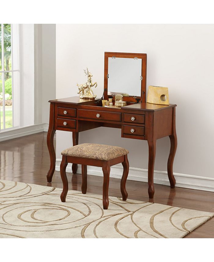 Benzara Vanity Set Featuring Stool And Mirror - Macy's