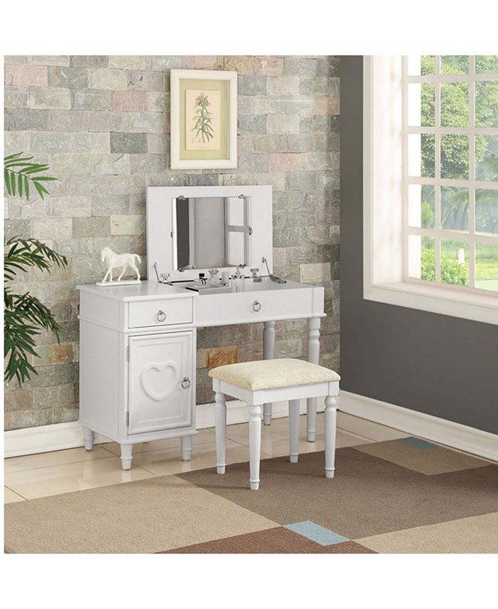 Benzara Vanity Set with Stool And Mirror - Macy's