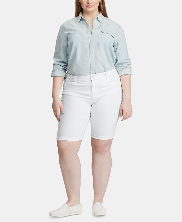 Lauren Ralph Lauren Plus Size Denim Bermuda Shorts & Reviews - Shorts ...