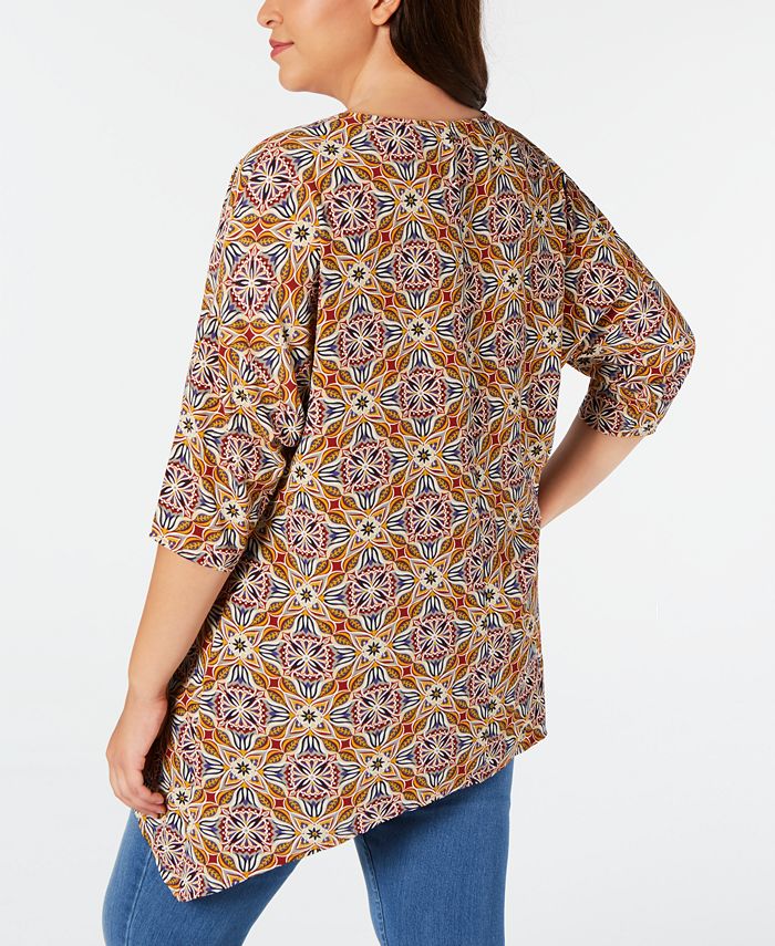 NY Collection Plus Size Handkerchief-Hem Hardware Tunic - Macy's