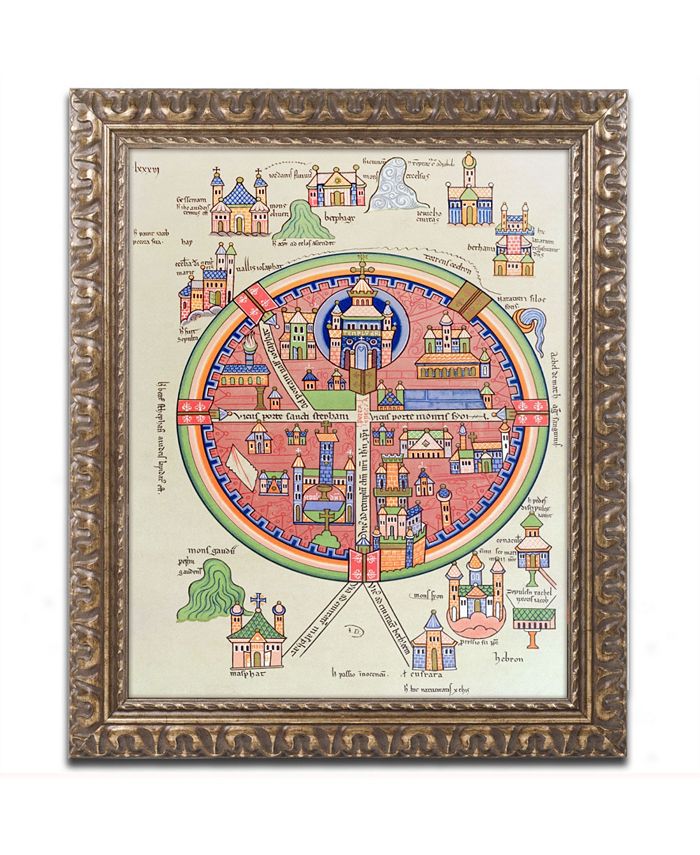 Trademark Global Map of Jerusalem and Palestine' Ornate Framed Art - 14 ...