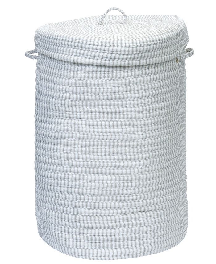 Colonial Mills Ticking Solid Braided Hamper with Lid - Macy's