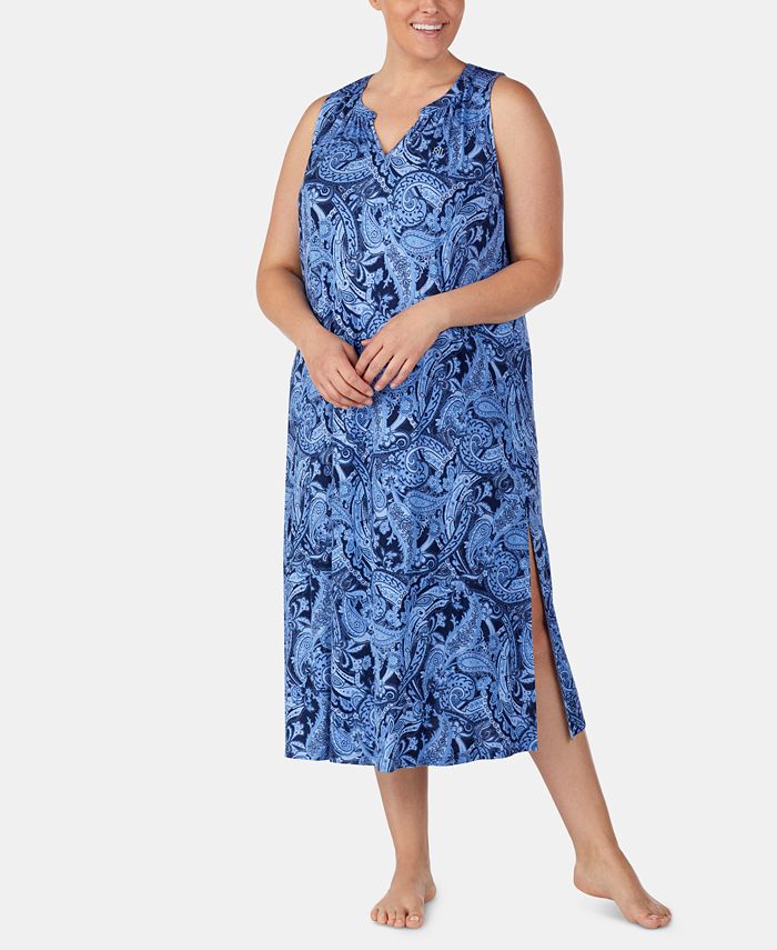 Lauren Ralph Lauren Plus Size V-neckline Printed Nightgown - Macy's