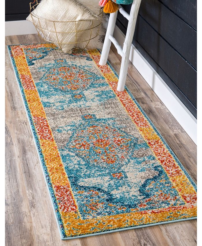 Bayshore Home Brio Bri1 Blue 2' 7" x 10' Runner Area Rug - Macy's