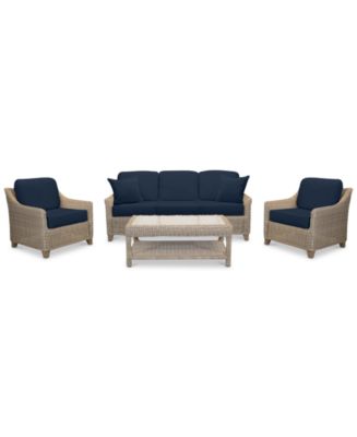 Furniture Willough Wicker Outdoor 4-Pc. Set (1 Sofa, 2 Club Chairs & 1 ...