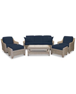 Willough Wicker Outdoor 6-Pc. Set (1 Sofa, 1 Club Chair, 1 Swivel ...