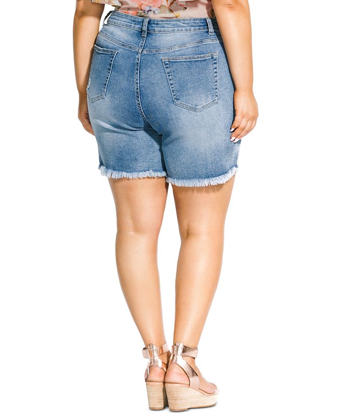 City Chic Trendy Plus Size Distressed Jean Shorts - Macy's