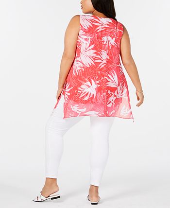 Alfani Plus Size Chiffon Split-Front Top, Created for Macy's - Macy's